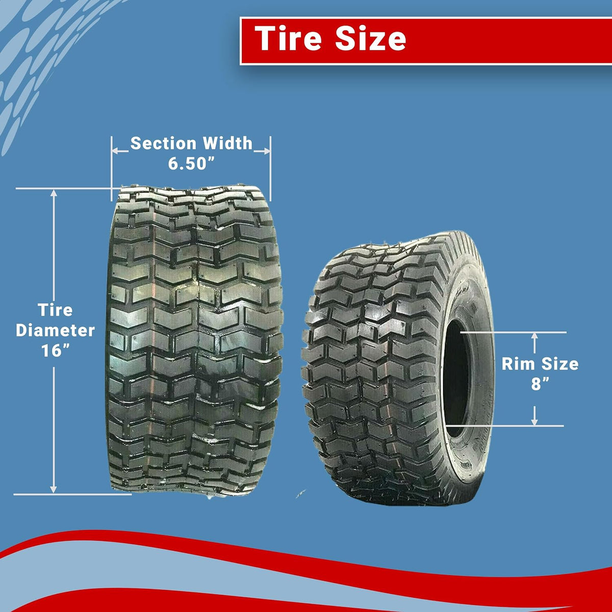 2 (TWO) 16x6.50-8 Turf Tires 4 PR Tubeless Lawn Mower Tires – Lawn ...