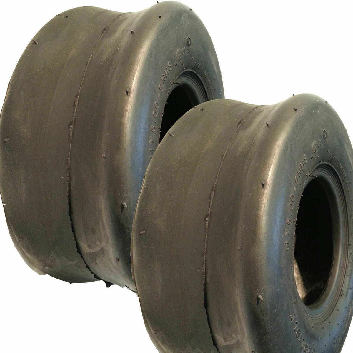 Two 11X6.00-5 Slick Smooth Tires for Zero Turn Mowers and Go Karts Tub ...