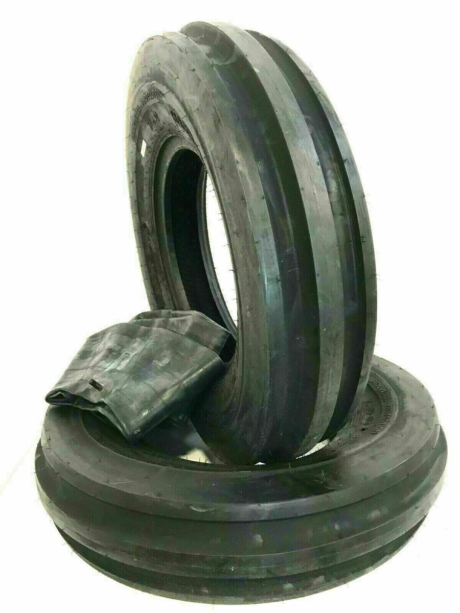 Two 7.50-18 Front Tractor 3-Rib Heavy Duty Tires with Tubes 750x18 F2 ...